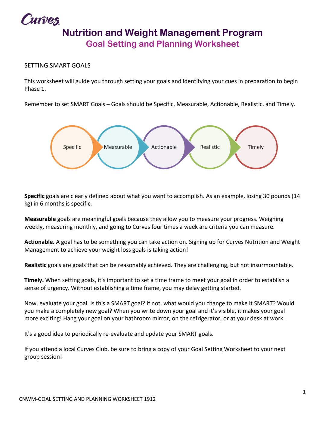 NUTRITION: GOAL SETTING AND PLANNING WORKSHEET | MyCurves On Demand
